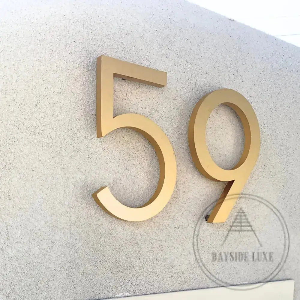 Modern Bayside Luxe Floating House Numbers - Gold 150mm