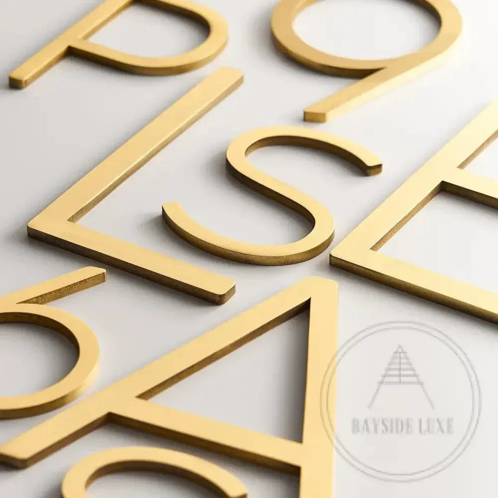 Bayside Luxe Signage - Solid Satin Brass Floating Numbers and Letters